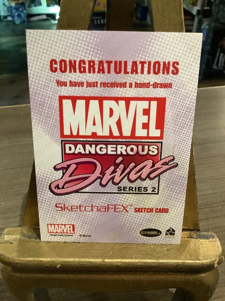 Marvel dangerous divas series 2 sketchafex hand drawn sketch card | eBay