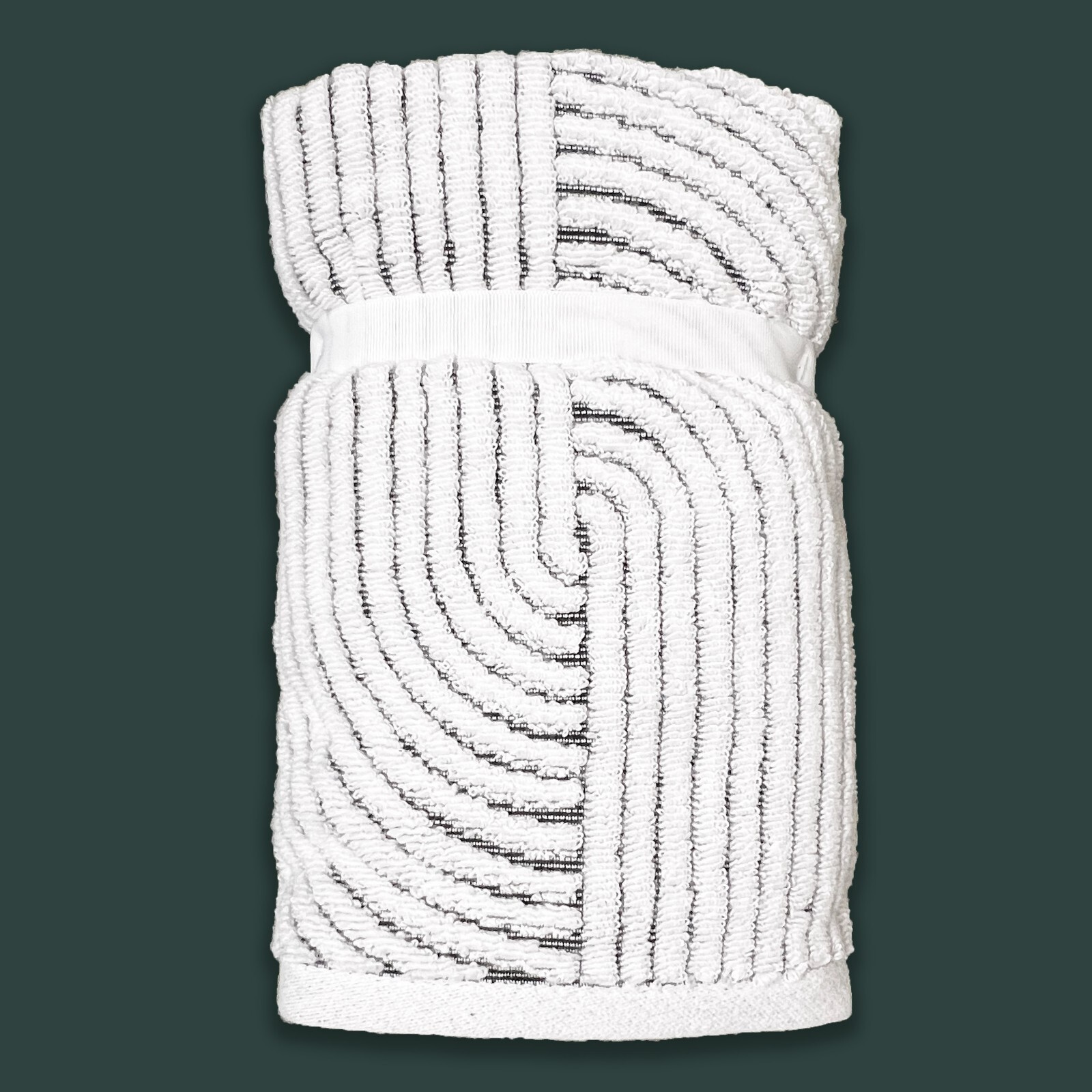 SET OF 8 New MAX STUDIO Wash Hand Bath Towels White Black Spiral ...