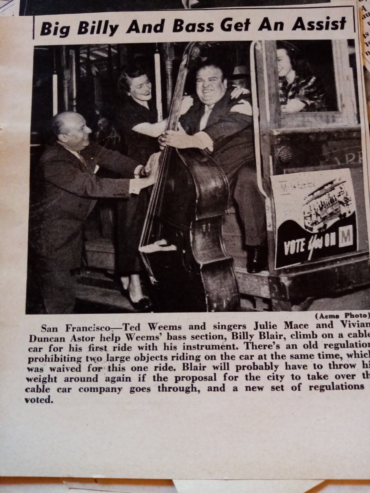 El24 Ephemera 1950s jazz picture Ted weems Julie mace Vivian Duncan ...