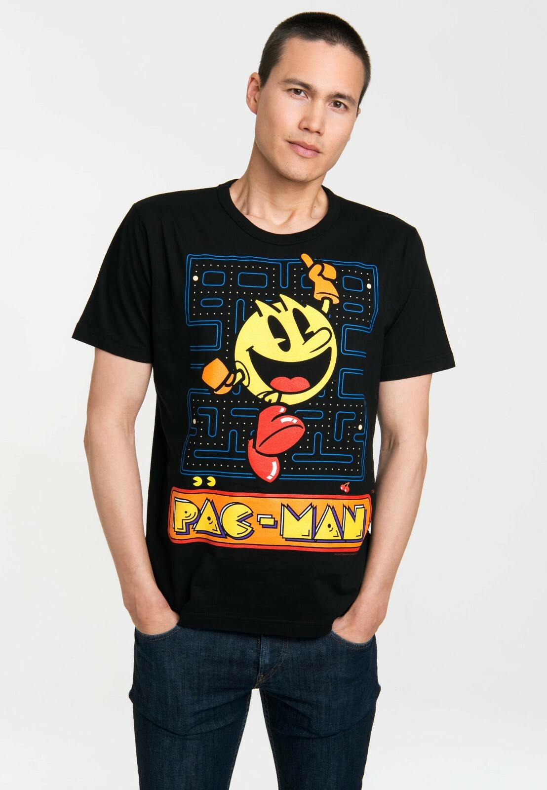 Nerd - Retro - Video Game - Pac-Man - Jumping - T-Shirt, black ...