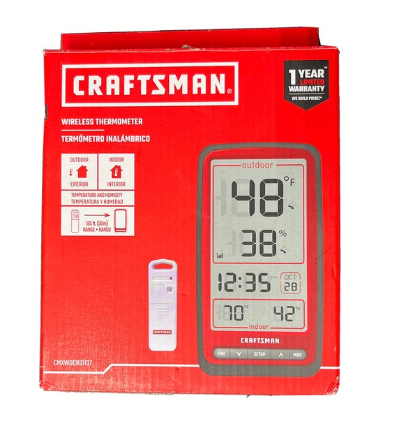 Craftsman Wireless Thermometer Indoor Outdoor CMXWDCR01137 for sale ...