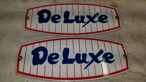 NOS Champlin Deluxe Gasoline SS Porcelain Pump Plate Sign ORIGINAL GAS ...