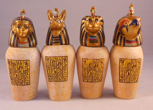 Egyptian Canopic Jars Set of 4 Resin Decorative Collectibles 3.5" Tall ...