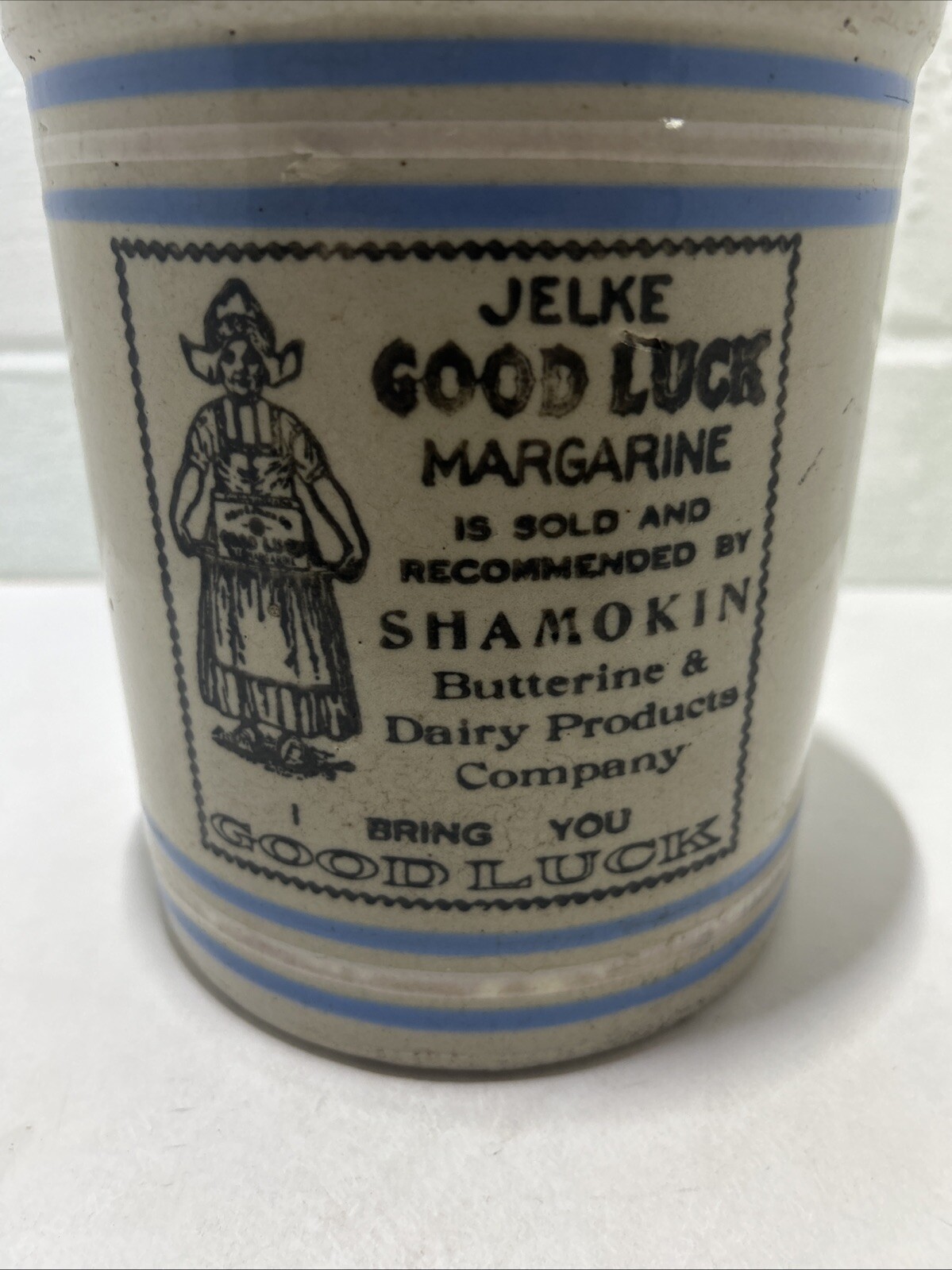 Jelke Good Luck Margarine Butterine Stoneware Crock Shamokin, Pa. | eBay