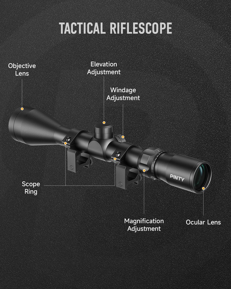 PINTY 3-9x40 Rifle Scope Mil-Dot Tactical Hunting Scope with 4 Scope ...