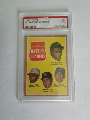 1962 Topps - League Leaders Roberto Clemente, Ken Boyer, Vada Pinson ...