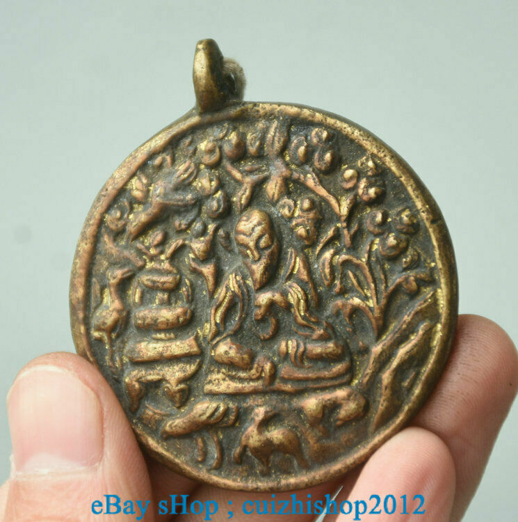 5CM Old Chinese Copper Redpoll Winged Garuda Bird Eagle Buddha Amulet ...