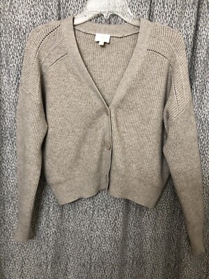 Cyrus short Cardigan Sweater Beige Long Sleeves V-neck medium Super ...
