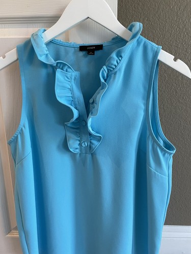 Turquoise Blue Sleeveless Ruffle Top - Size Small - J Crew - EUC! | eBay