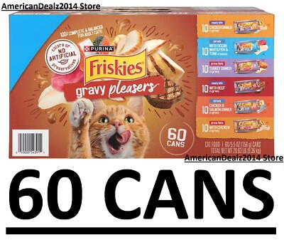 60 CANS - Purina Friskies Wet Cat Food, Gravy Pleasers Variety Pack (5. ...