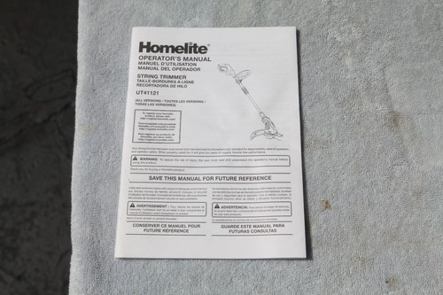 Homelite String Trimmer Operator's Manual & Illustrated Parts List ...
