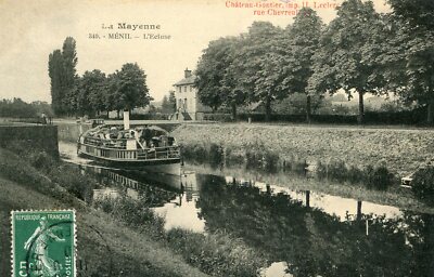 Carte MENIL L'écluse Passage de péniche bien chargée | eBay