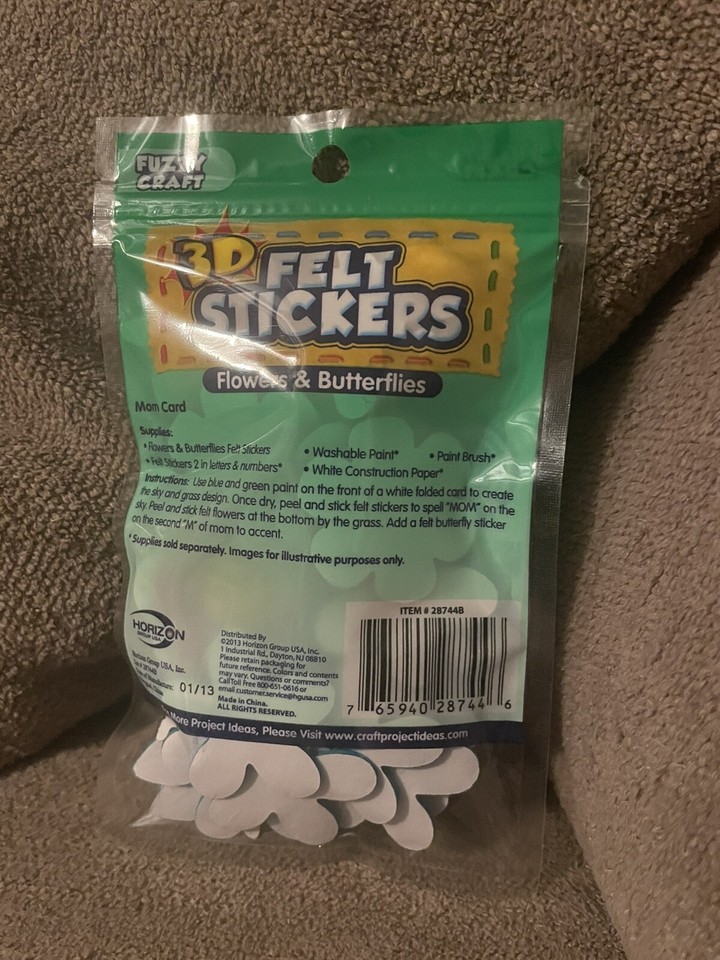 Felt Fuzzy Craft 3D Felt Stickers Multi-Color Flowers and Butterflies ...