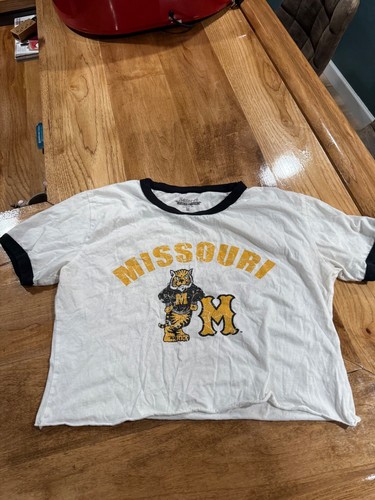 Mizzou Tigers University Missouri Crop T-shirt Womens Medium M Blue 84 ...