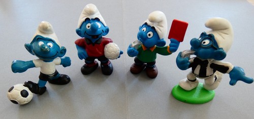 LOT 4 FIGURINES SCHTROUMPF SMURFS FOOT FOOTBALLEUR ARBITRE 3 SCHLEICH 1 ...