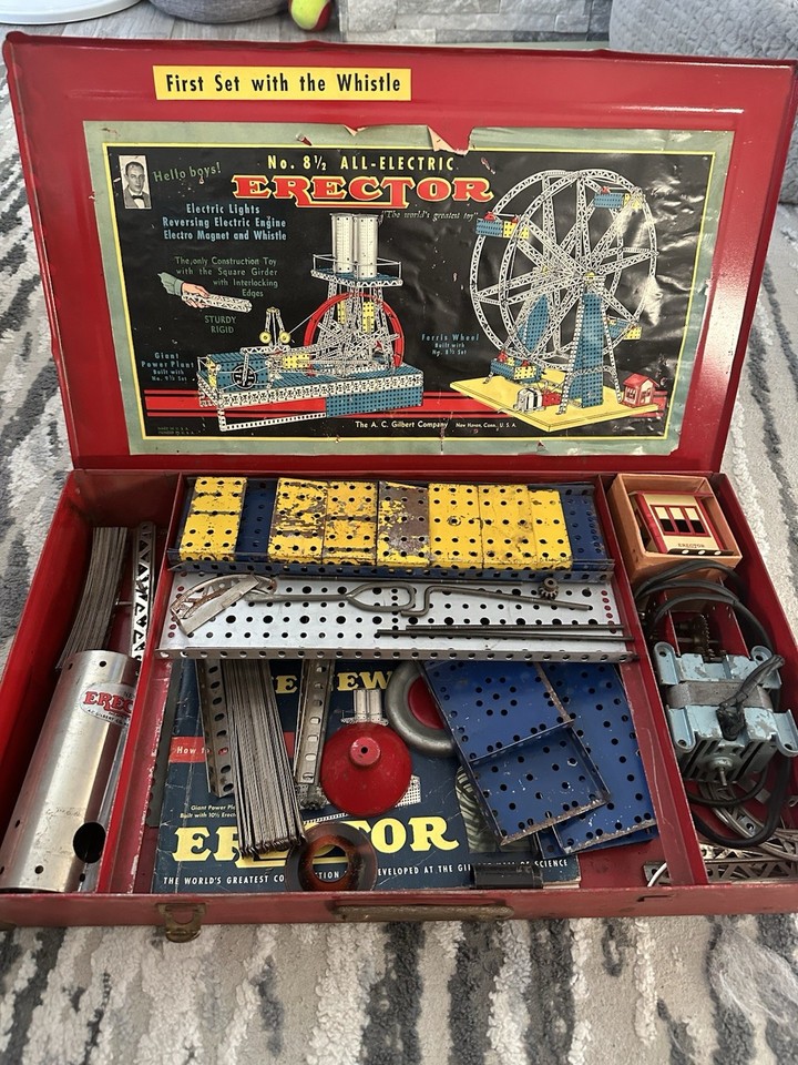 VINTAGE! Erector Set W/Metal Case And Original Instructions. Rare Find ...