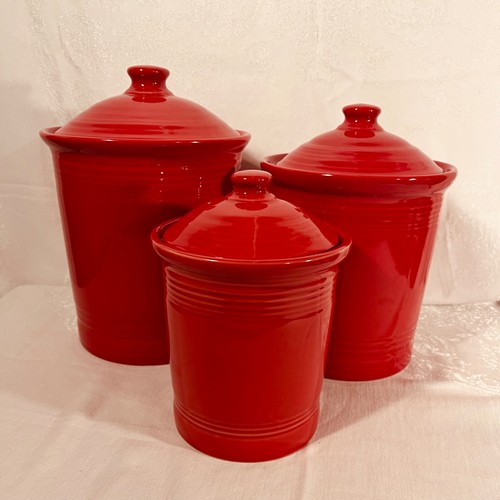 Fiestaware ~ Fiesta ~ 3pc. Canister Set ~ Sm, Med, & Large ~ Scarlet ...