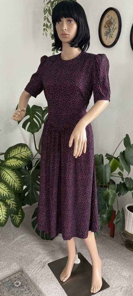 Vintage 80s Floral Basque Drop Waist Cottagecore Secretary Shirt Dress ...