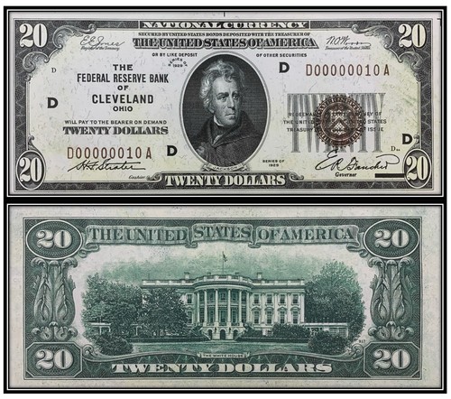 $20 Twenty Dollar 1929 Federal Reserve Bank Note (US CURRENCY STICKERS ...