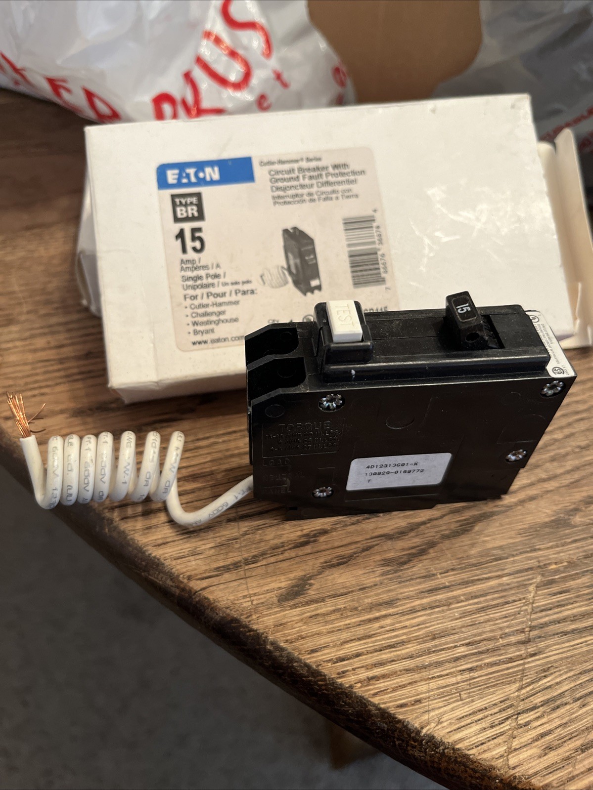 Eaton GFCB115 15 Amp 1 Pole GFTCB115 GFCI Circuit Breaker Cutler-Hammer ...