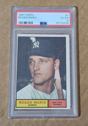 1961 Topps Baseball Card # 2 Roger Maris - Graded PSA 4 VG-EX | eBay
