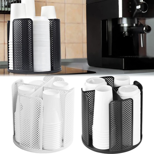 Cup Dispenser 360° Rotatable 4 Compartment Cups and Lids Holder ...