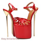 Women High Metal Heels 22cm Platform Shoes Peep Toe Stiletto Ankle ...