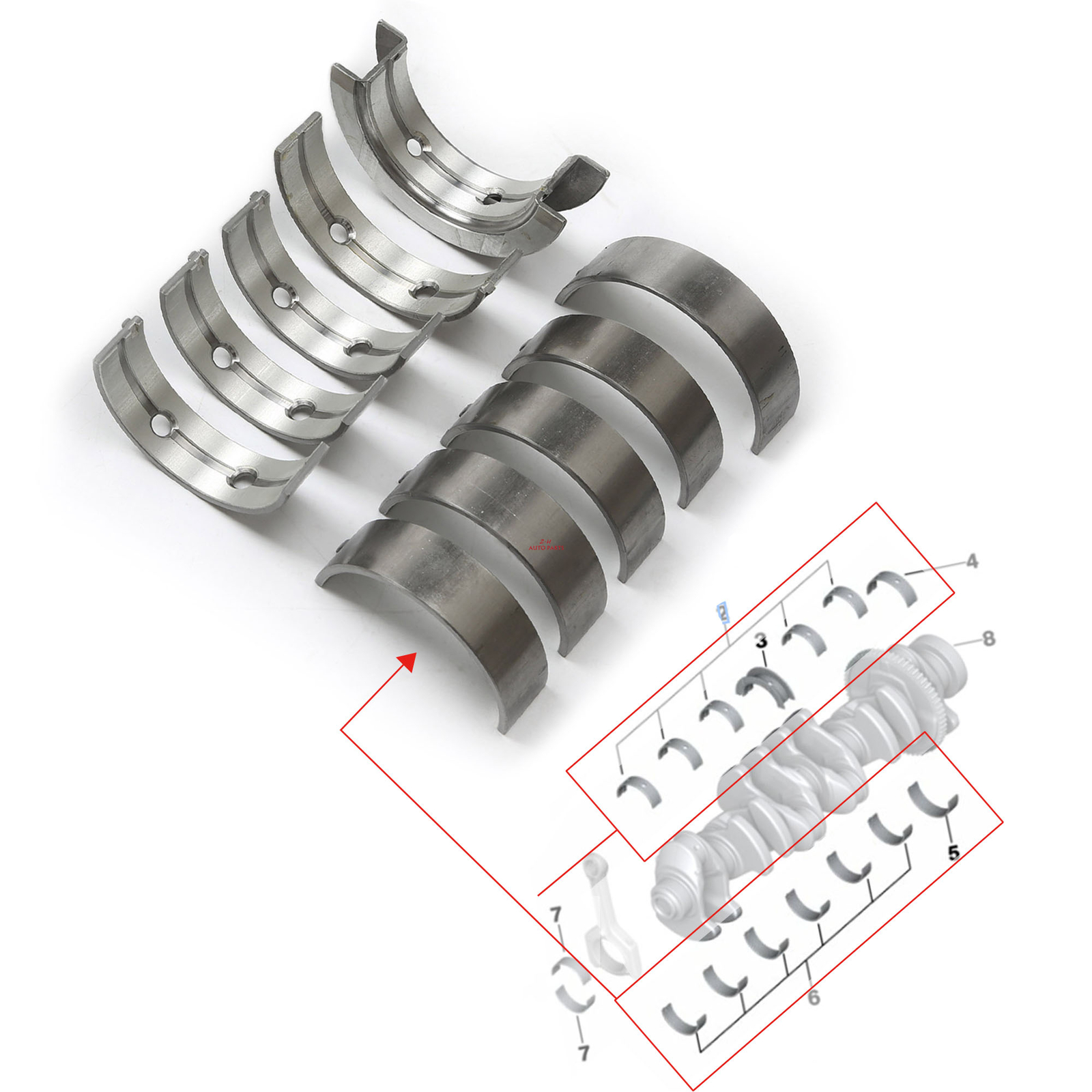 Crankshaft Bearing Shell Set Oversized 0.25mm Fit For BMW 118i 120i ...