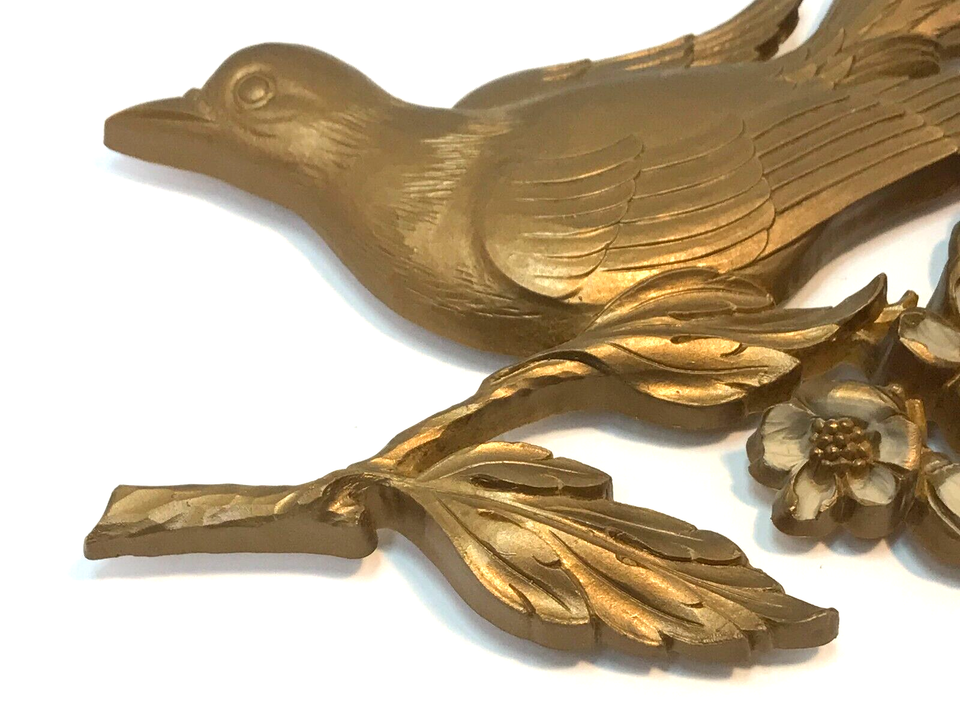 Syroco Gold Birds Vintage Pair Wall Plaques Dogwood Branches Flowers ...