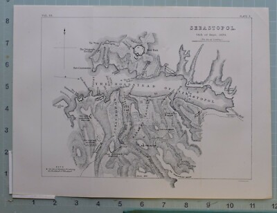 1863 Krim Krieg Karte / Battle Plan Sebastopol 14th Sept 1854 Star Fort ...