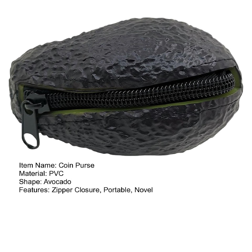 Bread Design Coin Purse Avocado Lover Pouch Shape with Zipper Closure ...