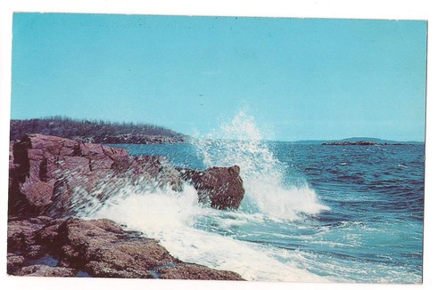 SURF Along the COAST Waves Crashing into Rocks MAINE Postcard ME 1962 ...