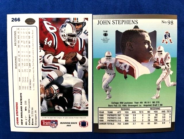 NFL - John Stephens 1991 Upper Deck & 1991 Fleer Ultra Football ...