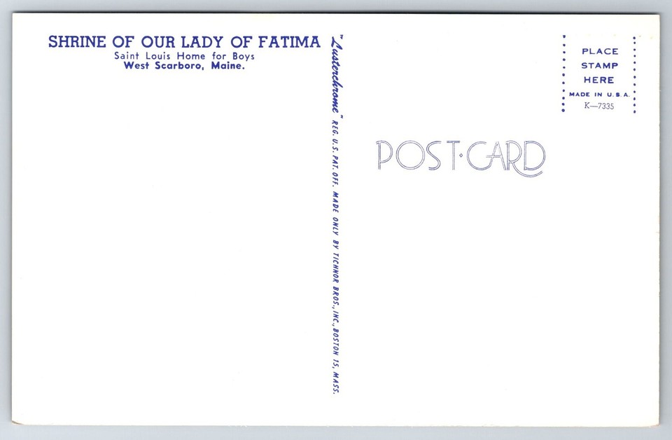 Vintage Postcard Shrine of Our Lady of Fatima West Scarboro Maine | eBay