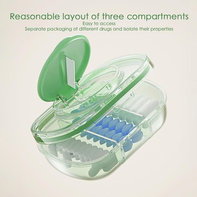2 in1 Portable Drug Pill Box Medicine Tablet Cutter Organizer Container ...