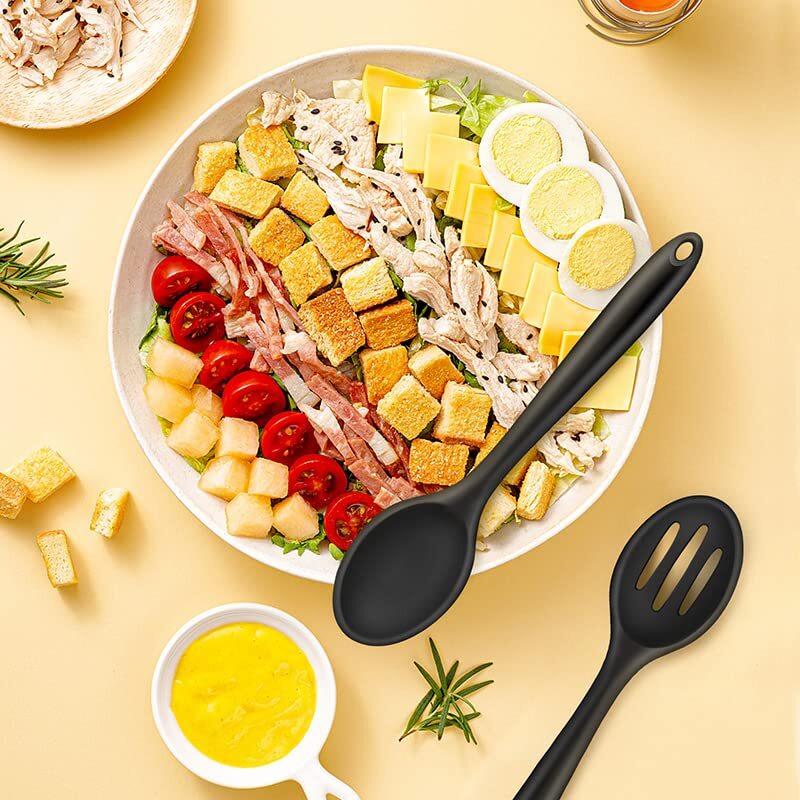 Silicone Nonstick Mixing Spoons Set 2, Heat Resistant Rubber Kitchen ...