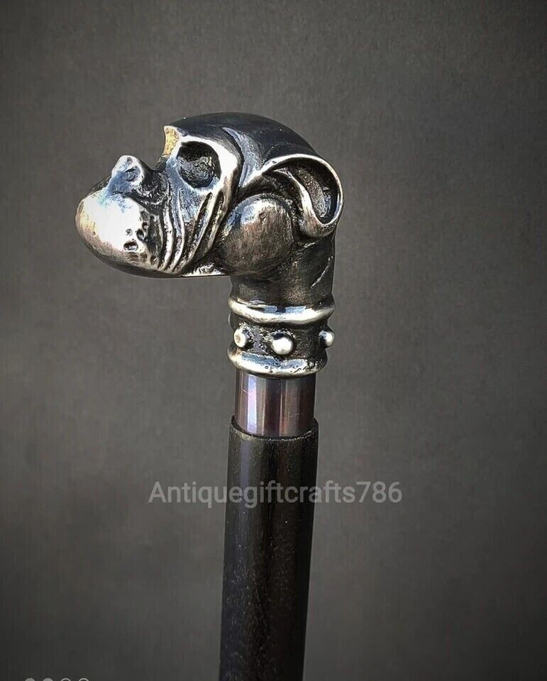 Victorian Bulldog Classic Vintage DOG HEAD handle Wal… - Gem