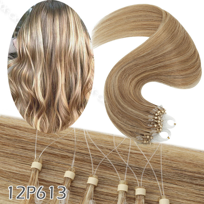 250G Micro Ring Loop Tip Remy Human Hair Extensions Nano Bead Link Hair ...
