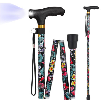 Portable Walking Cane with LED Light Folding Cane for Women & Men ...