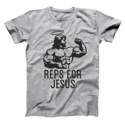 Reps Jesus Working Out Work Out Mma Lifting Gym Gray Basic Men's T ...