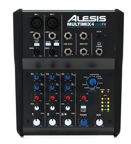 Alesis MultiMix 4 USB FX 4-Channel Mixer with Effects USB Audio ...