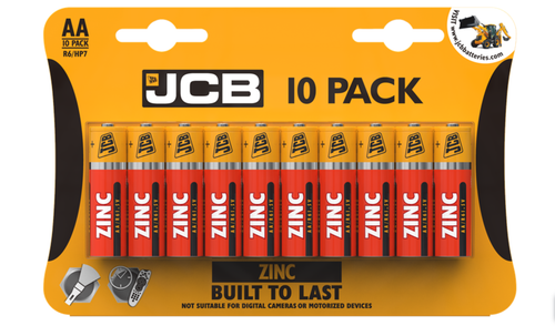 10 X JCB AA Batteries Battery Genuine Zinc Carbon 1.5V Heavy Duty ...