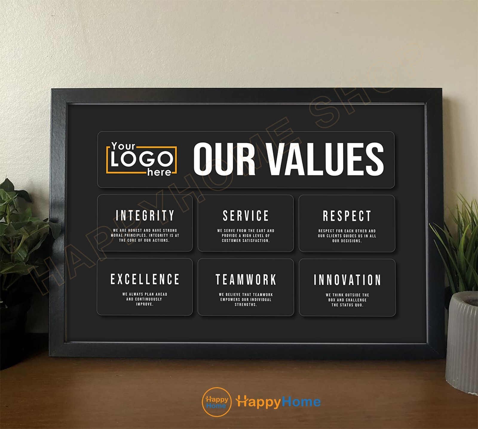 Personalized Company Our Values Wall Art Core Values Business Office ...