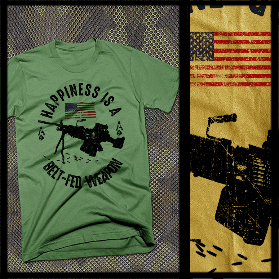 Machine Gunner U.S. Flag Belt Fed Weapon Infantry Combat Vet Assault T ...