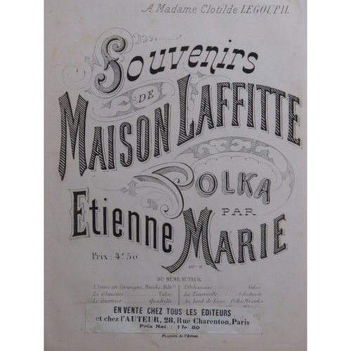 MARIE Étienne Souvenirs de Maison Laffitte op 9 Polka Piano ca1880 | eBay