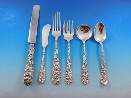 Princess by Stieff Sterling Silver Flatware Set for 12 Service Repousse ...