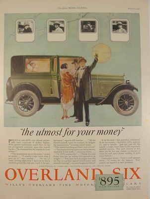 1926 Overland Six "the utmost for your money" Color Ad Flappers ...