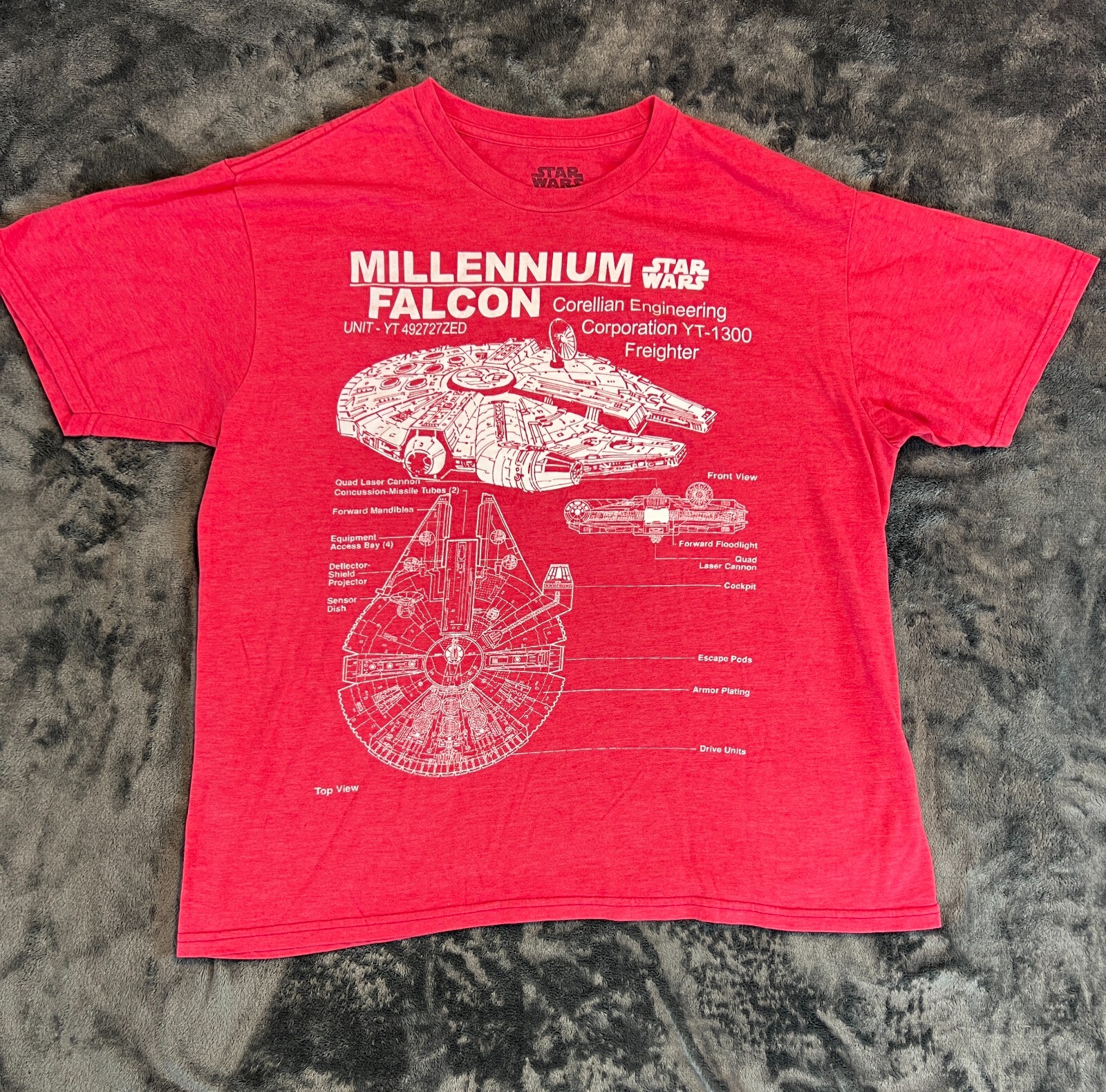 Star Wars Millennium Falcon Logo Red T-Shirt Size Lar… - Gem