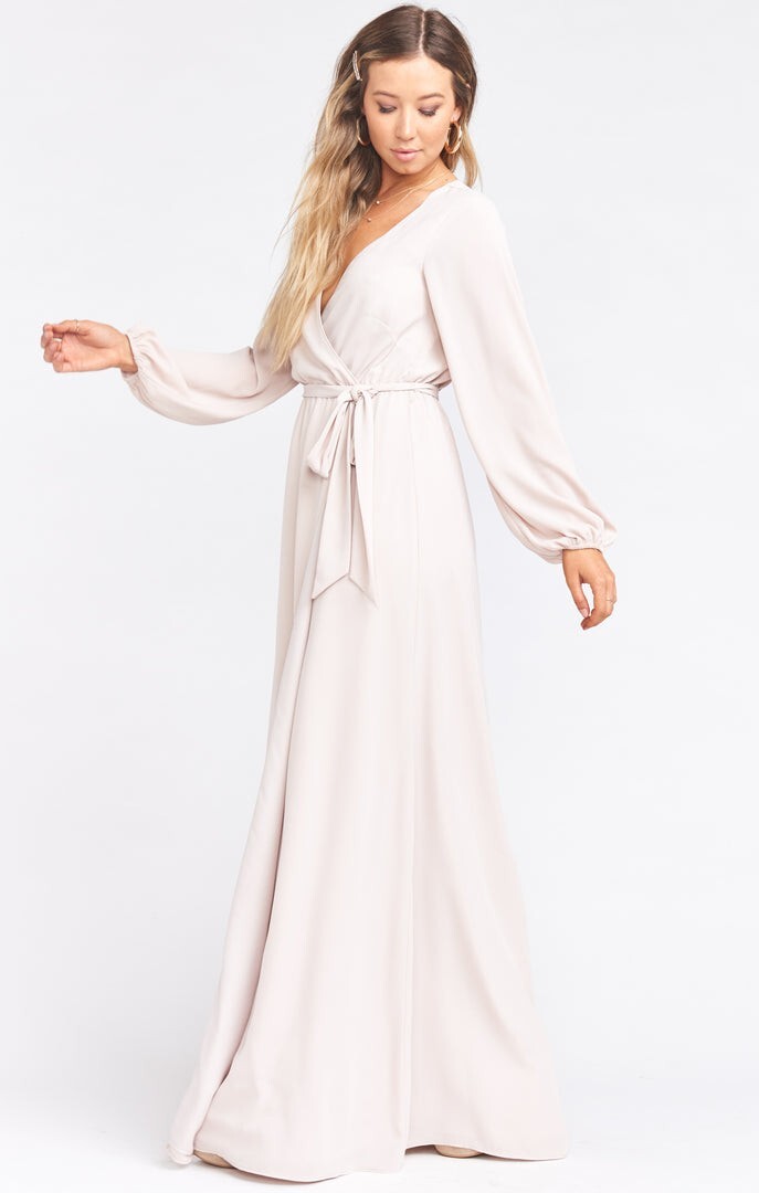 Show Me Your Mumu Lady Long Sleeve Wrap Dress Show Me The Ring Ivory XS ...