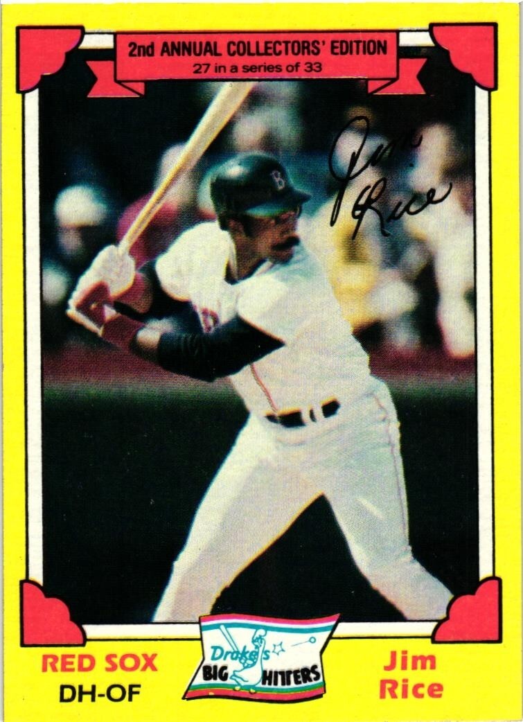 1982 Topps Drake's Big Hitters Food Issue Jim Rice #27 Red Sox HOF MT ...